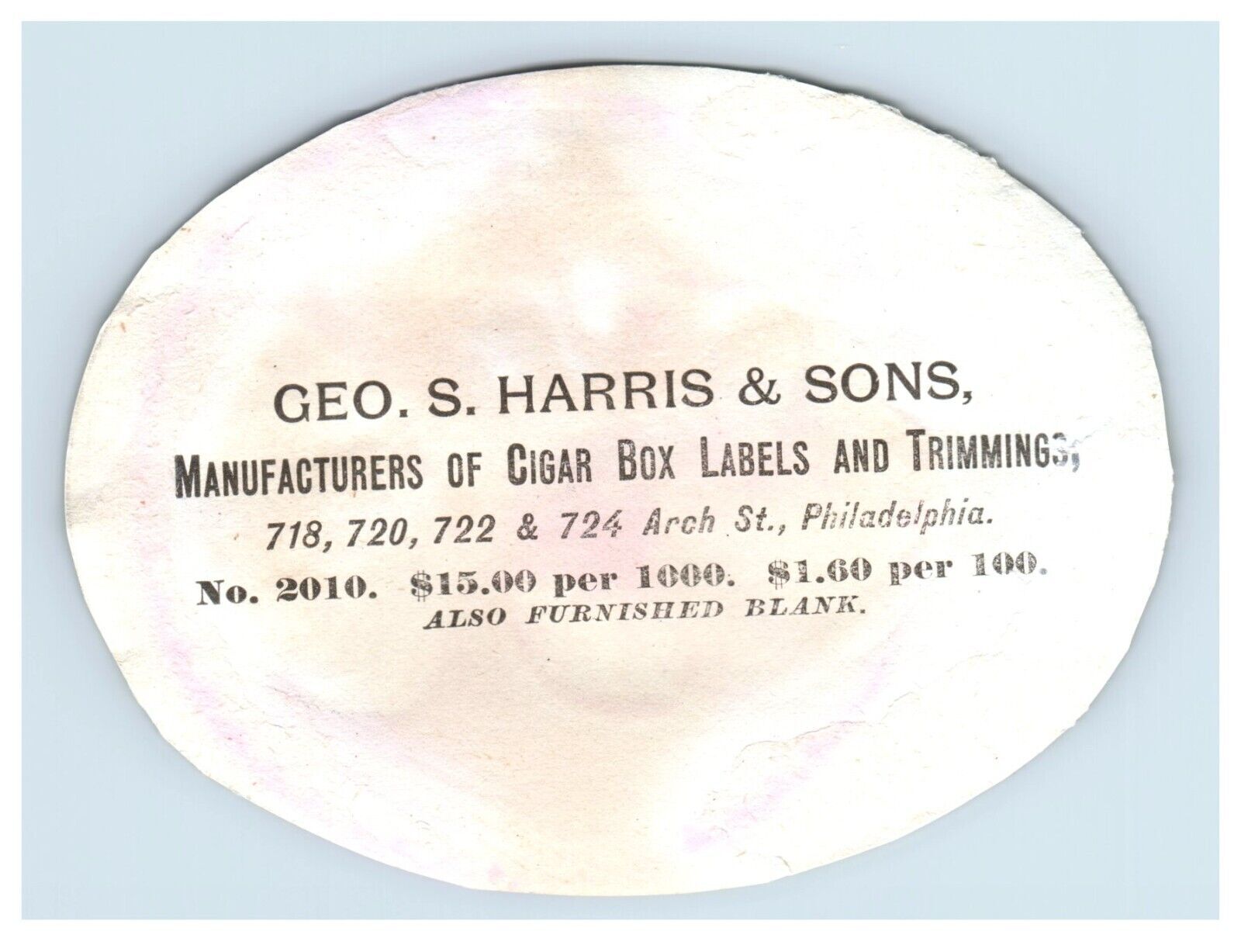 1870's Sweet Briar Geo S Harris Cigar Box Label #6KE | Ephemera ...