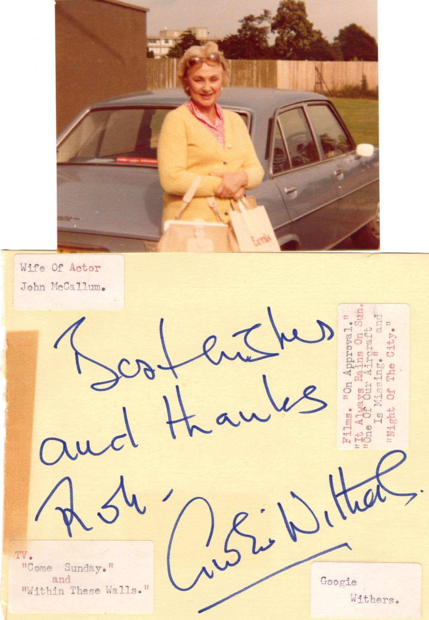 Googie Withers Vintage Autograph Photo & Raiders Of The Lost Ark ...