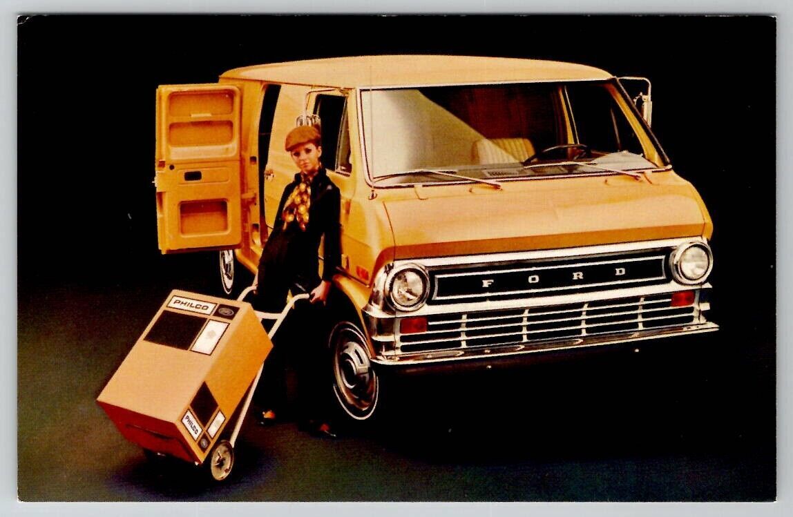 1971 Ford Econolines Van with Sexy Woman Philco on Hand truck Postcard ...