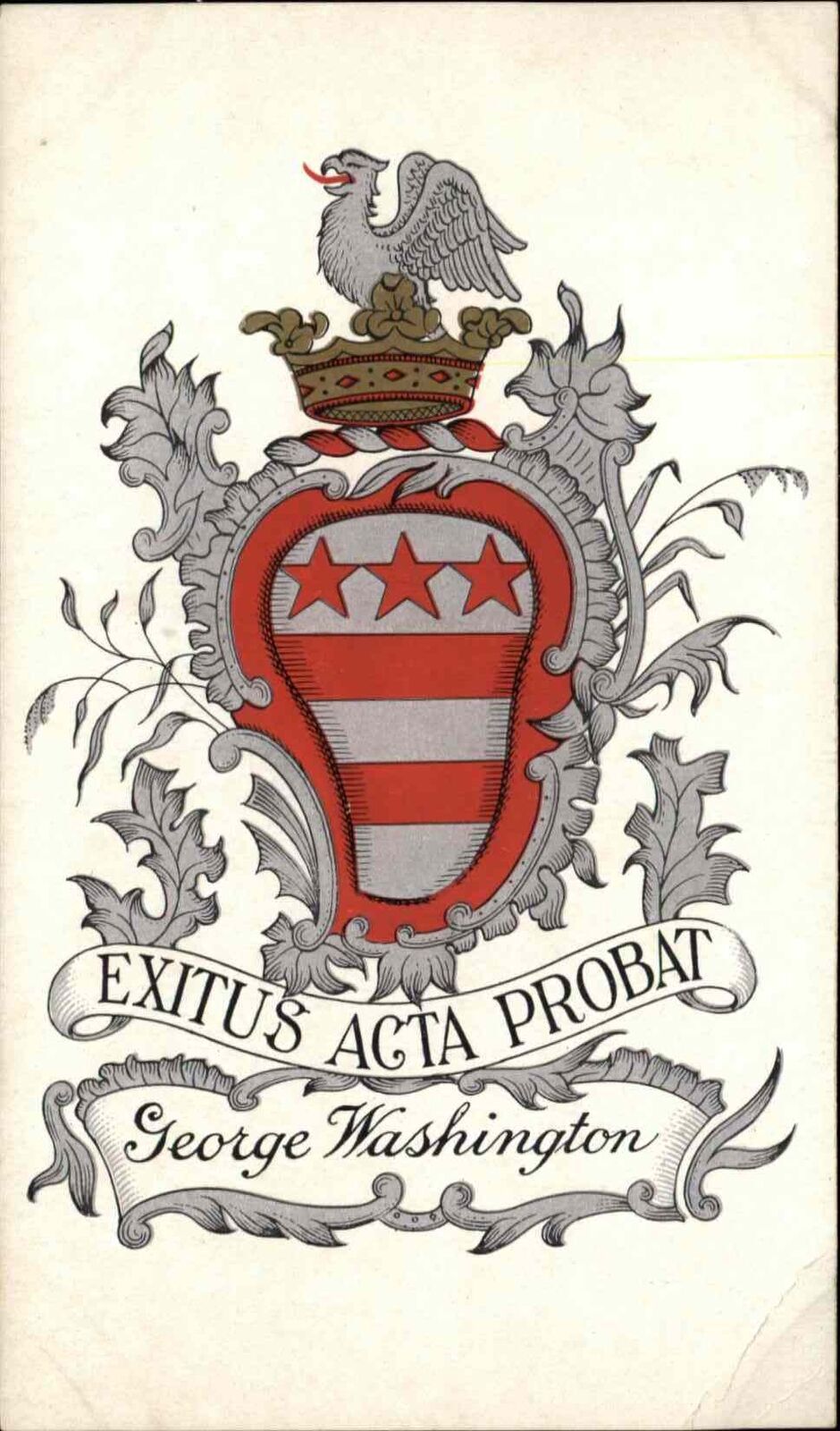 Heraldic Crest Shield Coat of Arms George Washington Latin Exitus Acta ...