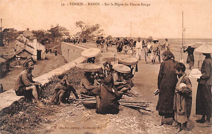 Sur la Digue du Fleuve Rouge Tonkin Vietnam, Viet Nam Unused | Asia ...