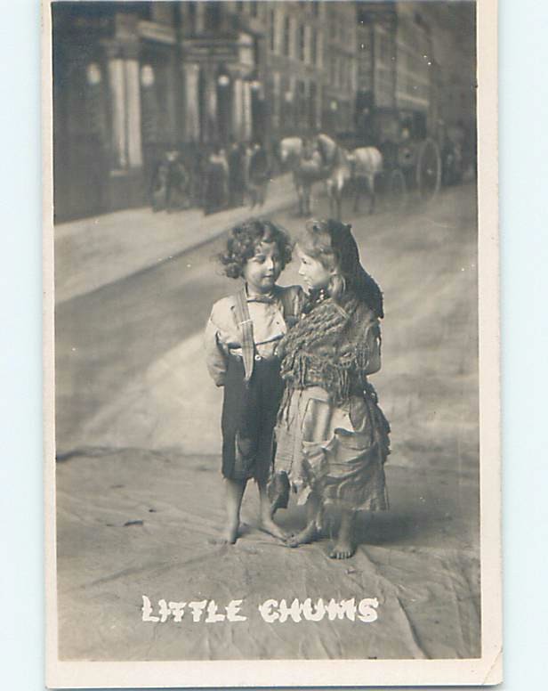 Bamforth Rppc Little Chums - Girl and BOY Both Dressed in Raggedy ...