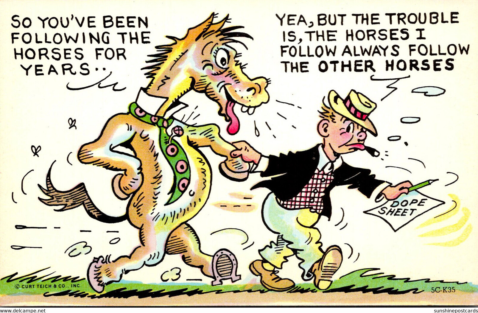 Humour Man Walking Horse | Topics - Humour, Postcard / HipPostcard