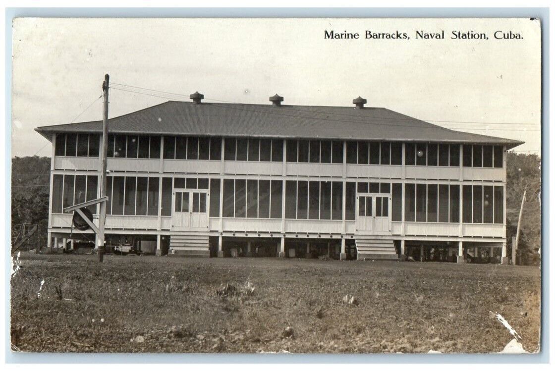 1917 Marine Barracks View Naval Station USMC Censor Cuba RPPC Photo ...