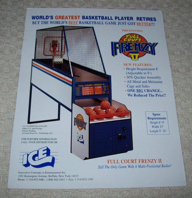 Full Court Frenzy II Arcade Flyer Original Basketball Game Art Print ...