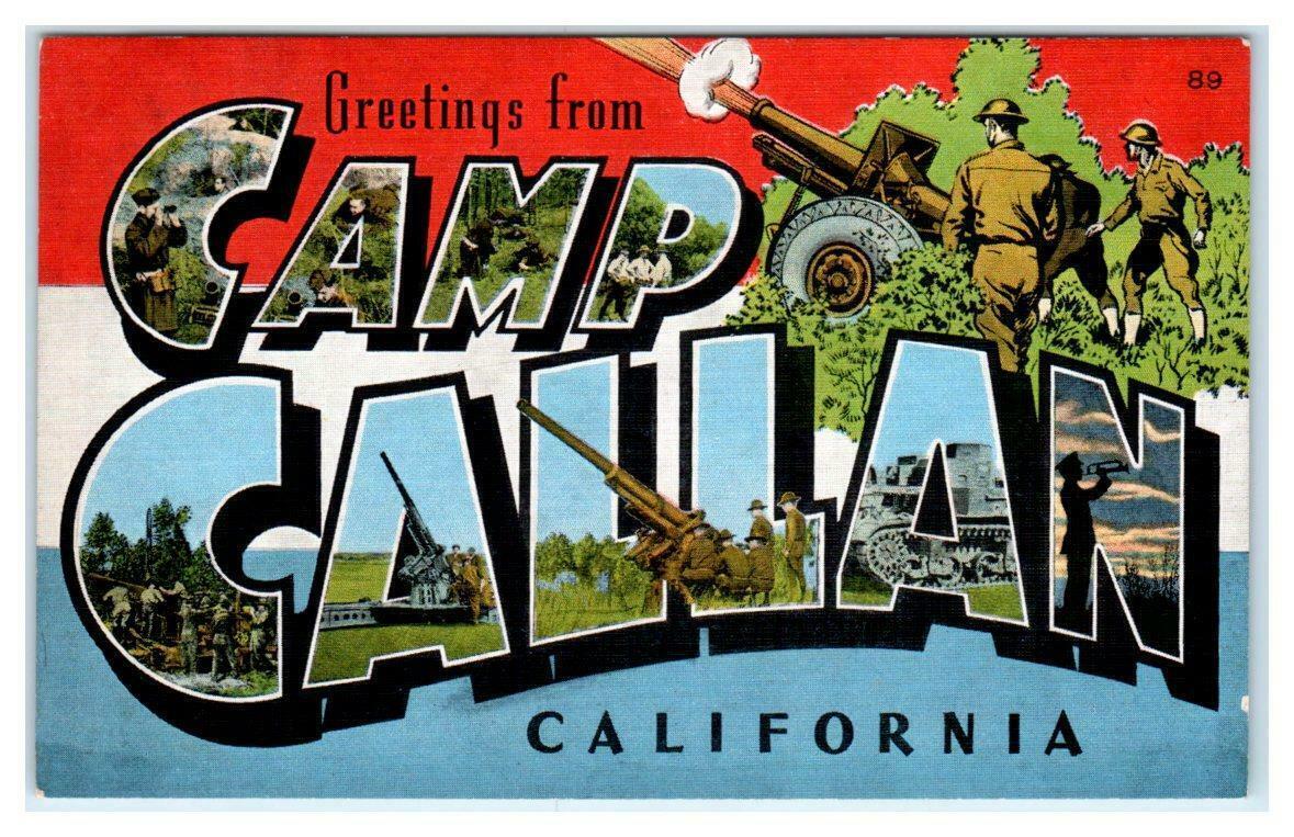 Large Letter Linen CAMP CALLAN, CALIFORNIA ~ Military WWII Kropp 1940s ...