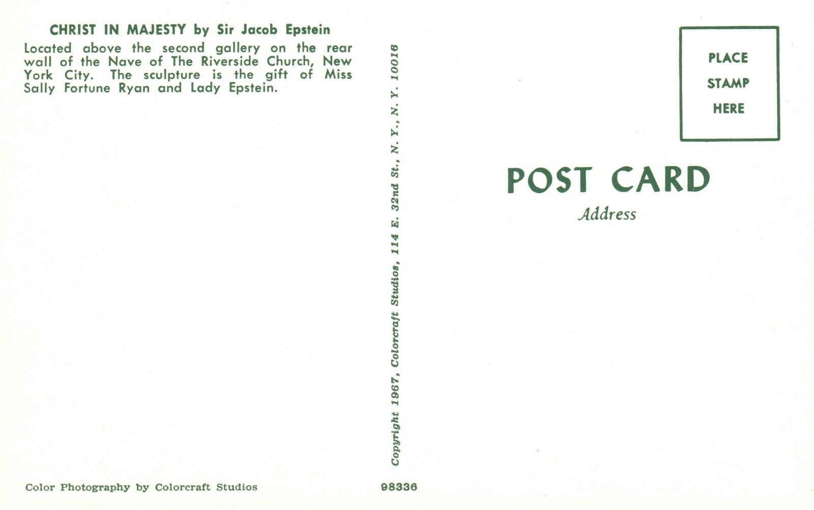 New York NY, Christ in Majesty by Sir Jacob Epstein, Second Gallery ...