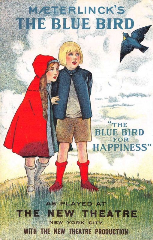 New York Theatre Maeterlink's Blue Bird Play Adv Vintage Postcard ...