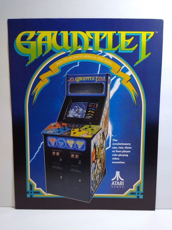 Gauntlet Arcade Flyer Original 1985 Video Game Art Promo Sheet Retro 8. ...