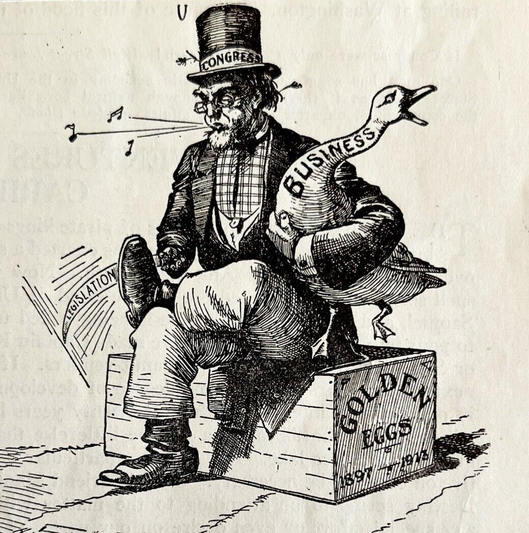 1914 Old Experiment Sykes Political Cartoon WW1 Golden Eggs Business ...