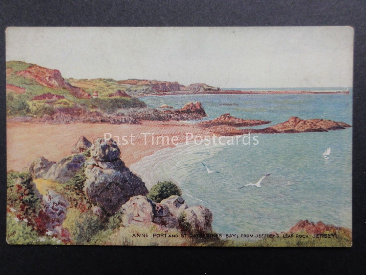 JERSEY Anne Port & St.Catherines Bay Jeffreys Rock - Salmon Art by C.T ...