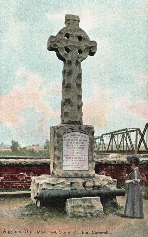 Vintage Postcard Monument Site Of Old Fort Cornwallis Landmark Augusta ...