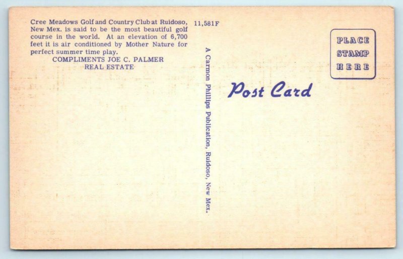 RUIDOSO, New Mexico NM ~ CREE MEADOWS GOLF & Country Club c1940s Linen ...