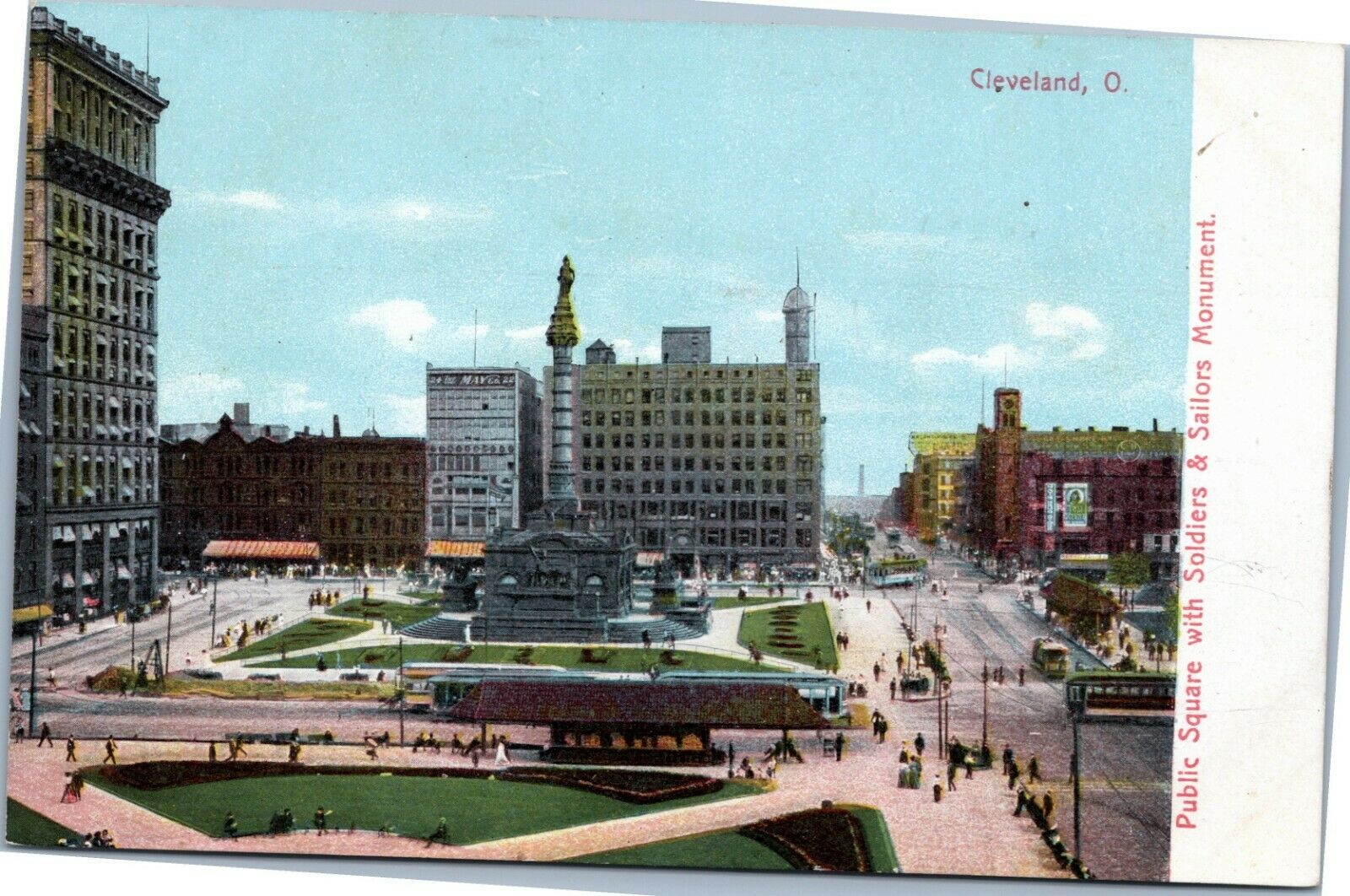 postcard Cleveland, Ohio - Public Square with Soldiers and Sailors ...