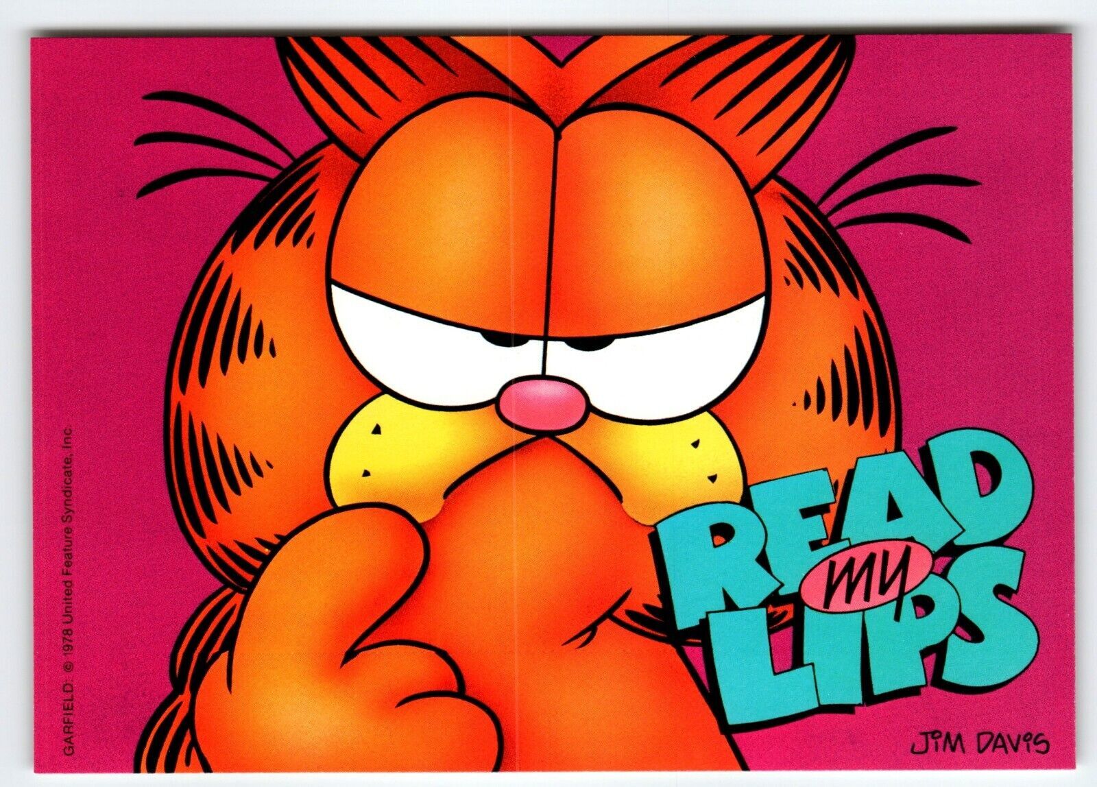 Garfield Cat Postcard Read My Lips Jim Davis Comic Orange Tabby 1978 ...