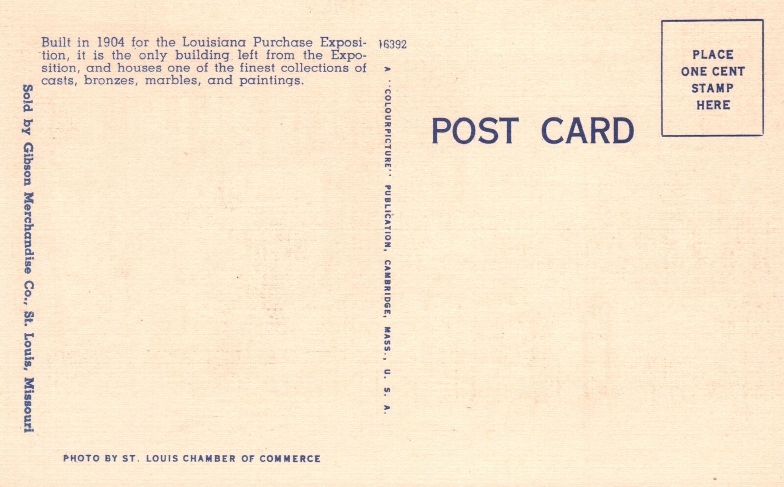 Vintage Postcard Art Museum Collection House Forest Park St. Louis ...