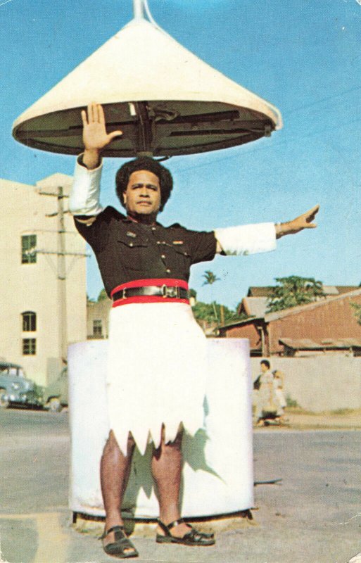 Rare Vintage Postcard - Fijian Policeman, On Traffic Duty - Suva, Fiji ...