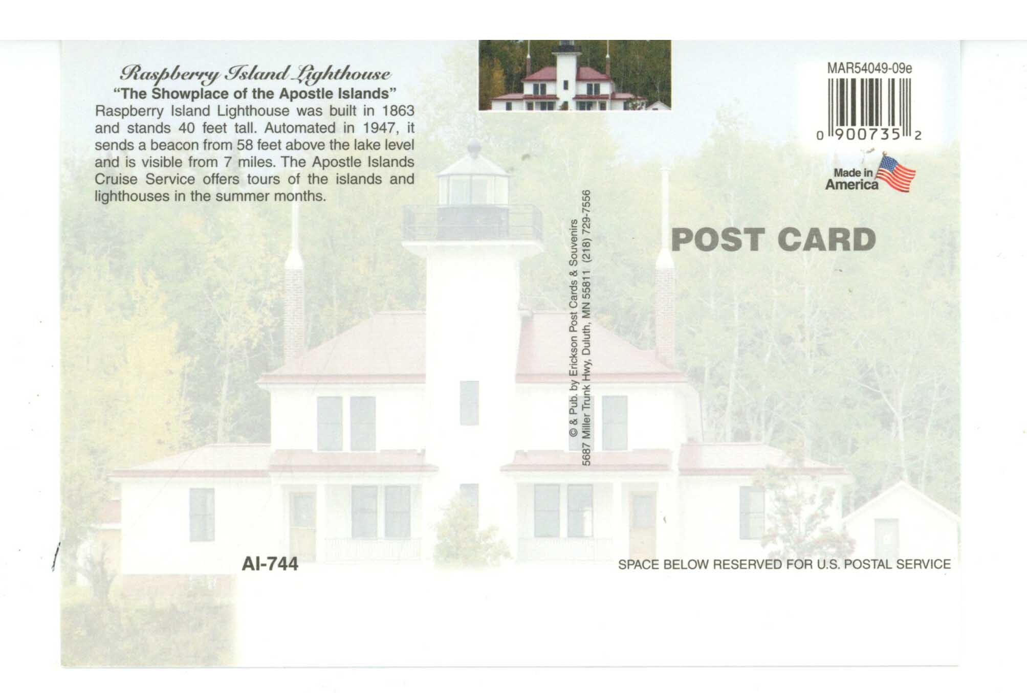 WI - Apostle Islands. Raspberry Island Lighthouse (continental size ...