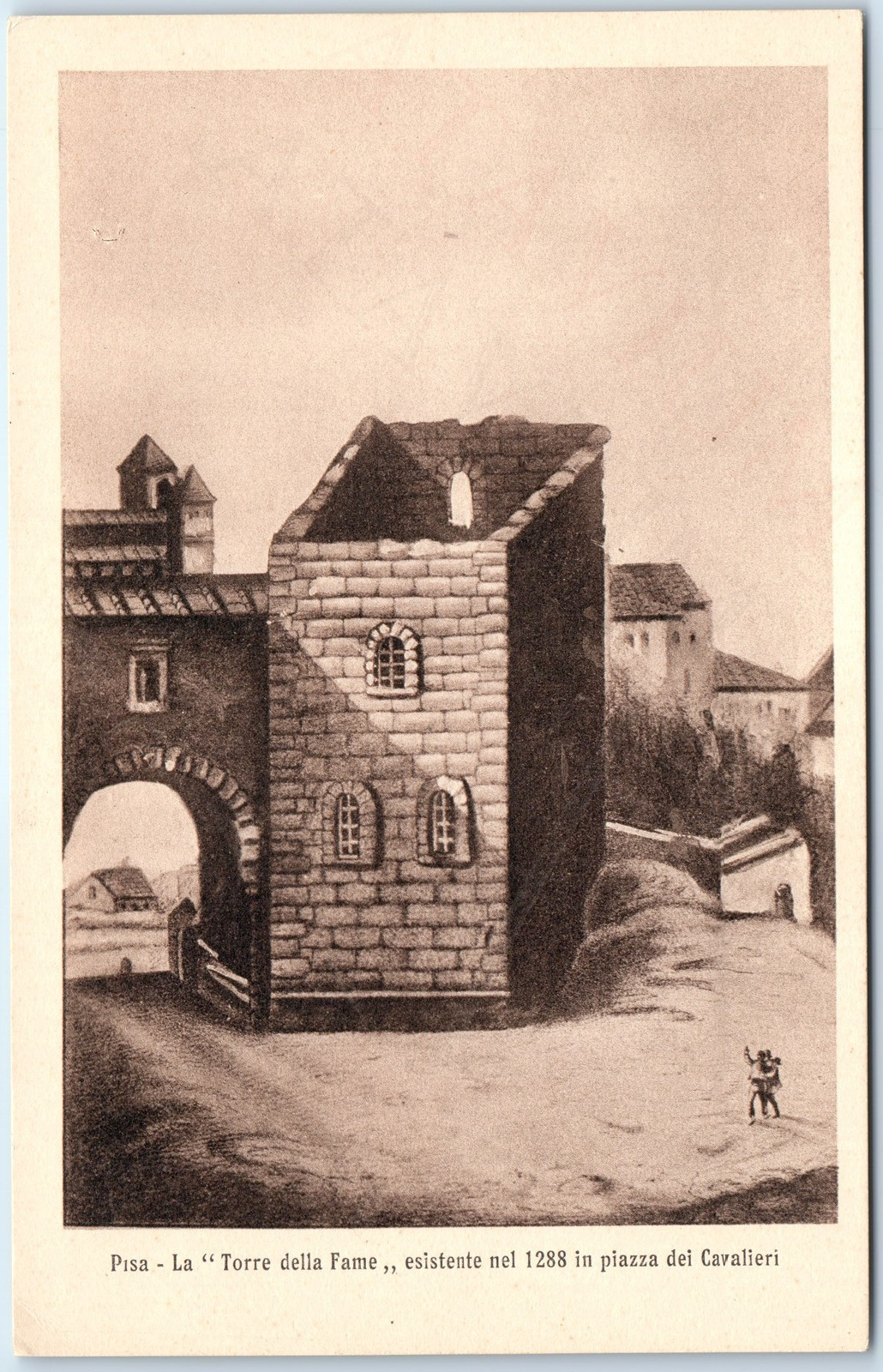 c1910s Pisa, Italy Torre della Fame Art Medieval Stone Tower City Gate ...