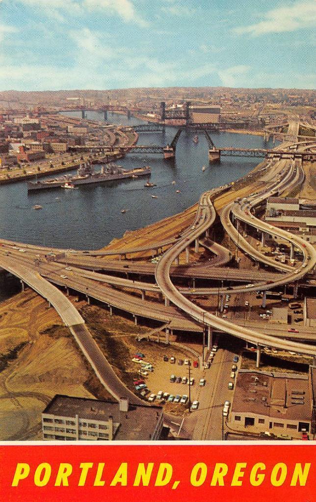 PORTLAND, OREGON Freeways Willamette River c1960s Chrome Vintage ...