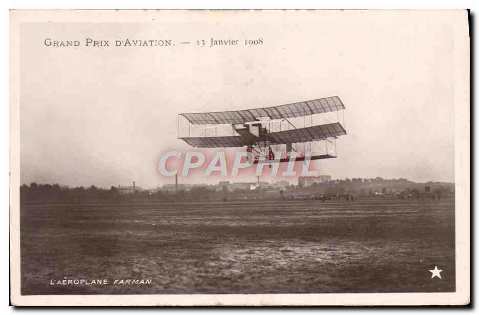 Old Postcard Jet Aviation Grand Prix January 13, 1908 Airplane Farman ...