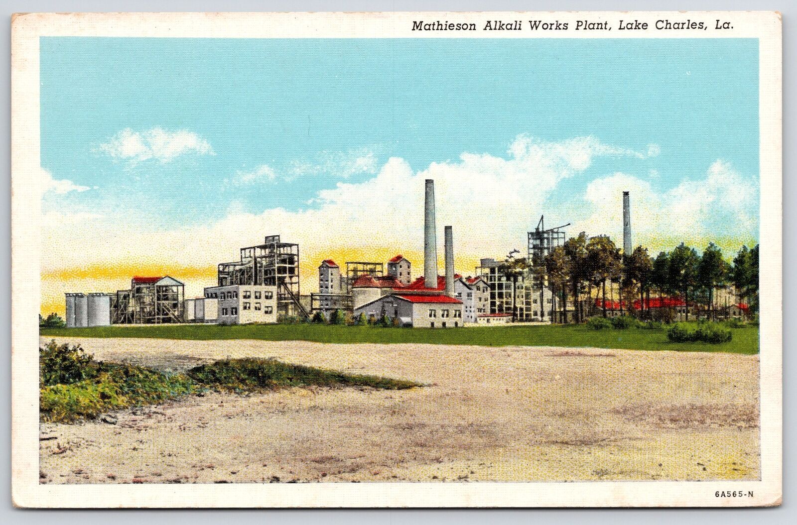 Vintage Postcard Mathieson Alkali Works Plant Buildings Lake Charles ...