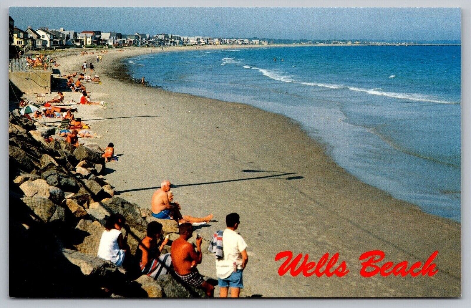 Wells Beach Maine South Coast Shoreline Ocean Waves ME Vintage UNP PC ...