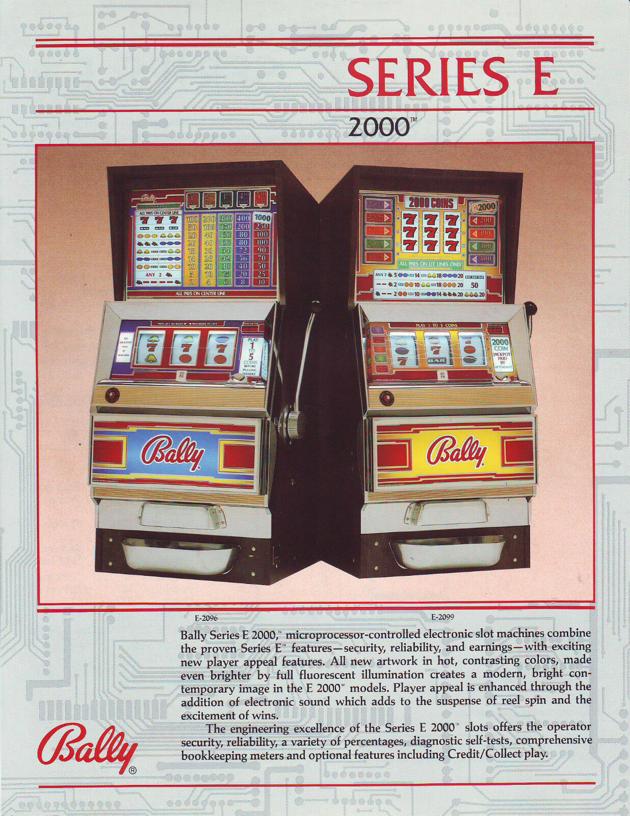 Bally E Series 2000 Slot Machine FLYER E-2096 E-2099 Original NOS Promo ...