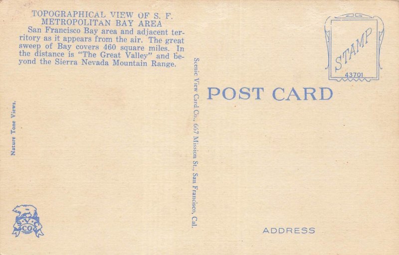 Postcard Air View of the Metropolitan Bay Area 56 Vintage Linen ...