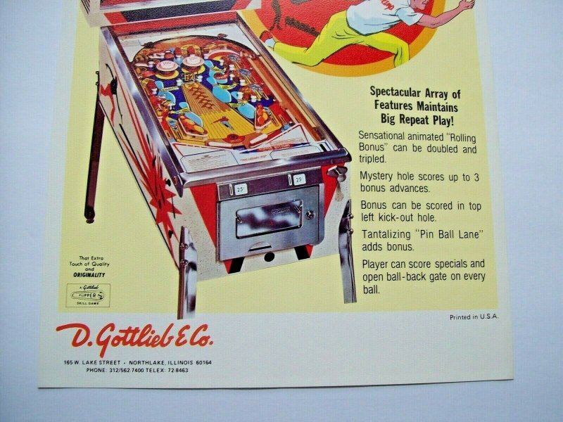 300 Pinball FLYER Original NOS Vintage 1975 Game Artwork Non Circulated ...