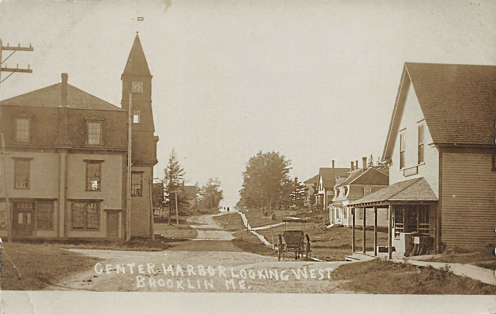 Brooklin ME Center Harbor Store Dirt Street View Real Photo Postcard ...