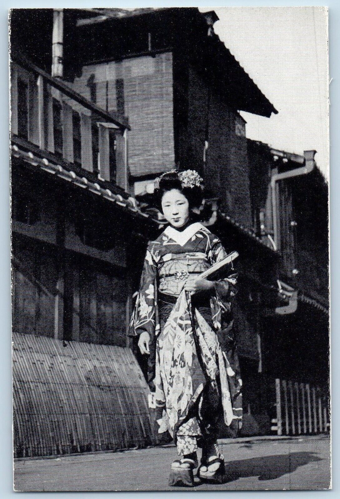 Japan Postcard Young Kyoto Geisha Wearing High Wooden Geta Costume ...
