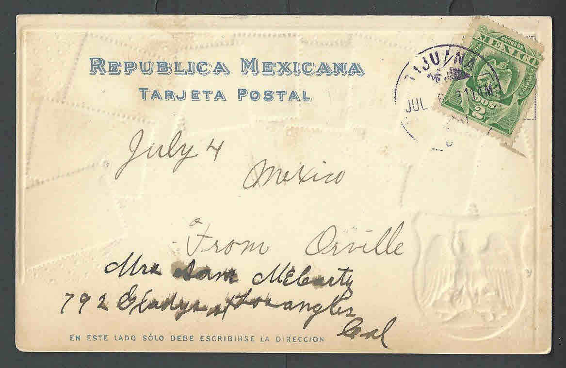 Ca 1899 Mexico Stamp Set Portrayed On Emb Posted Card W/Coat Of Arms ...