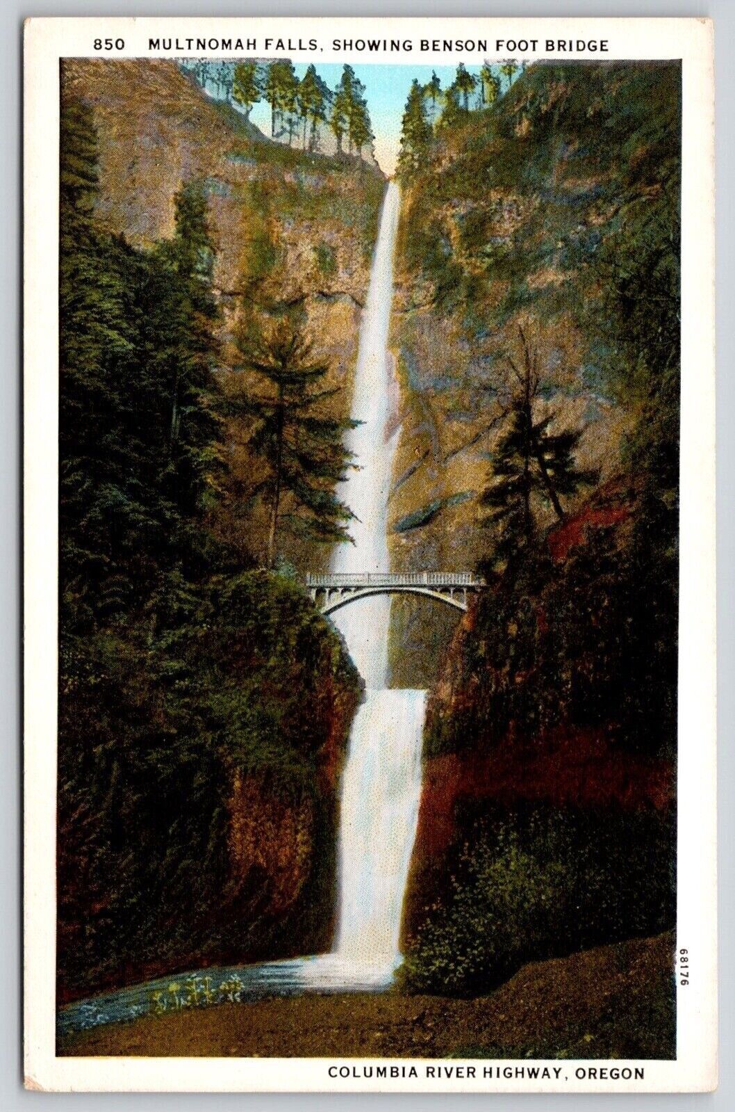 Multnomah Falls Showing Benson Foot Bridge Columbia River Hwy Oregon WB ...
