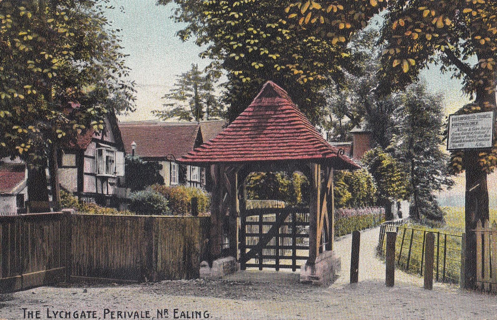 Lychgate Perivale Ealing London Council Footpath Sign Old Postcard ...
