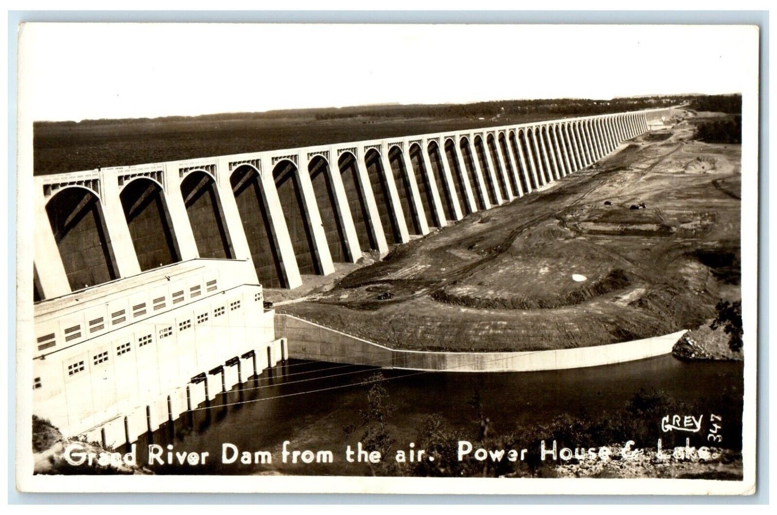 Grand River Dam From The Air Power House Lake Langley OK RPPC Photo ...