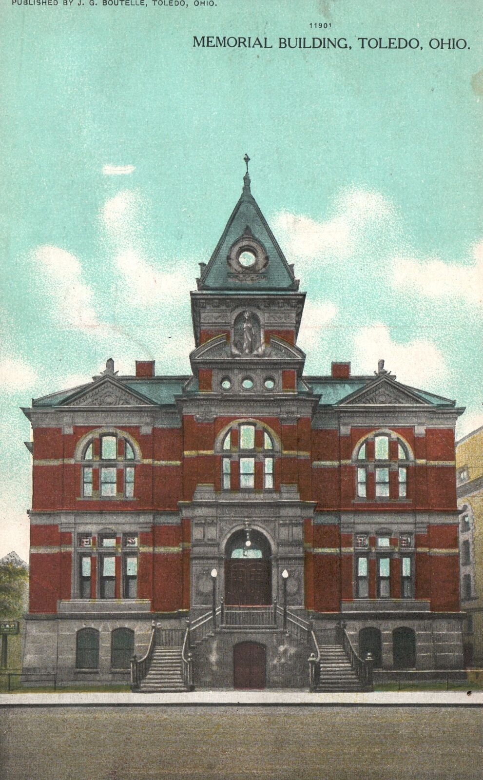 Vintage Postcard 1909 Memorial Building Historic Landmark Toledo Ohio J ...