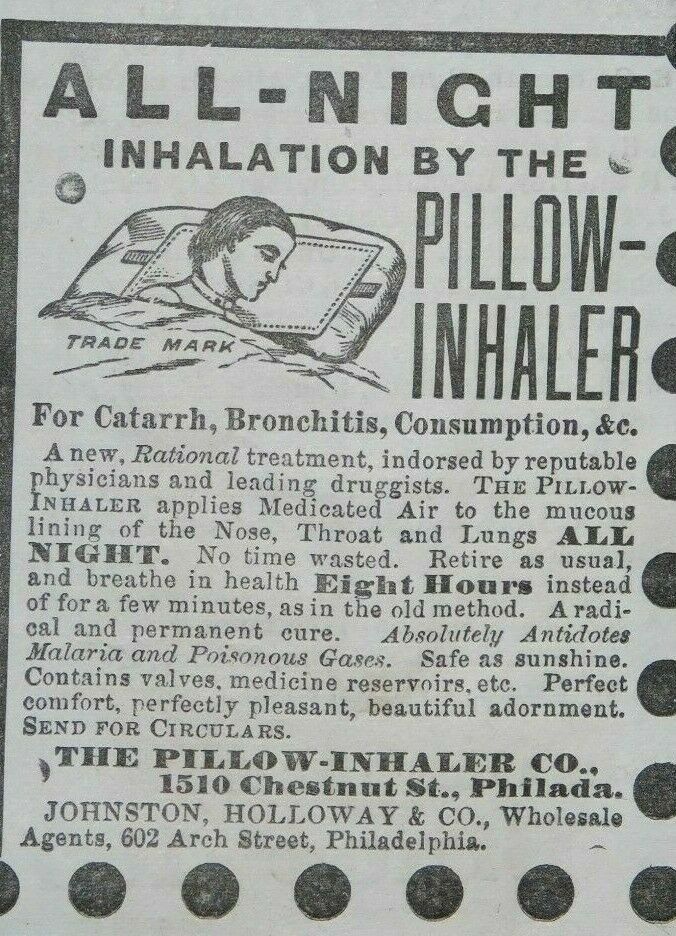 1880s Pillow-Inhaler Catarrh Quack Medicine, PA, Engraved Victorian ...