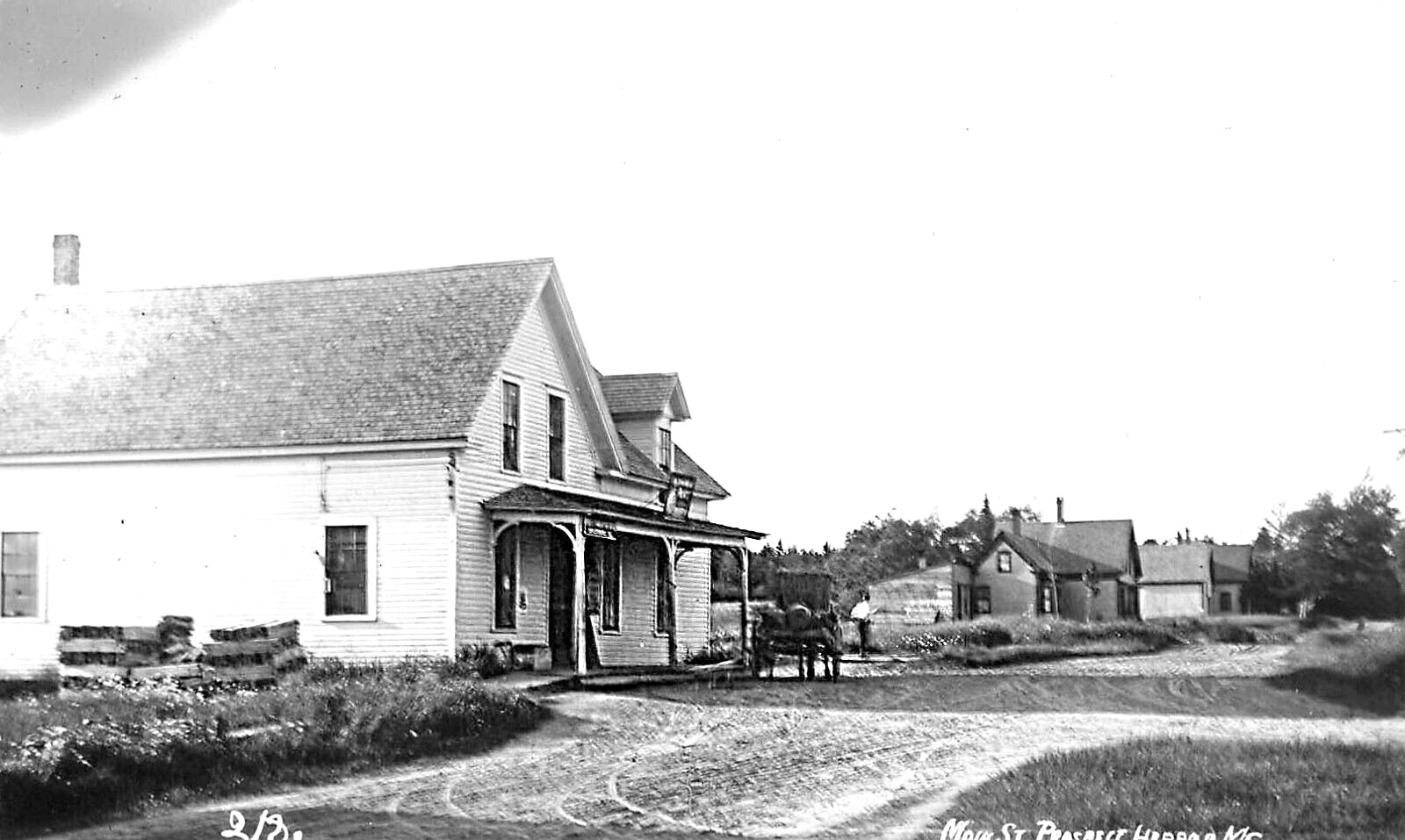 Prospect Harbor ME Main Street Post Office Horse & Wagon, real photo ...