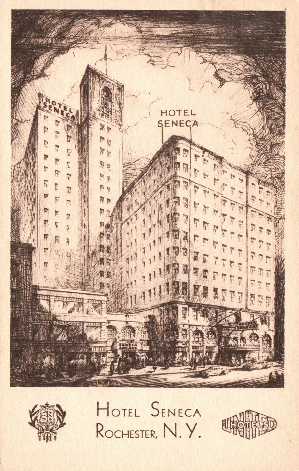 Vintage Postcard Seneca Fireproof Hotel Theater Shopping Center ...