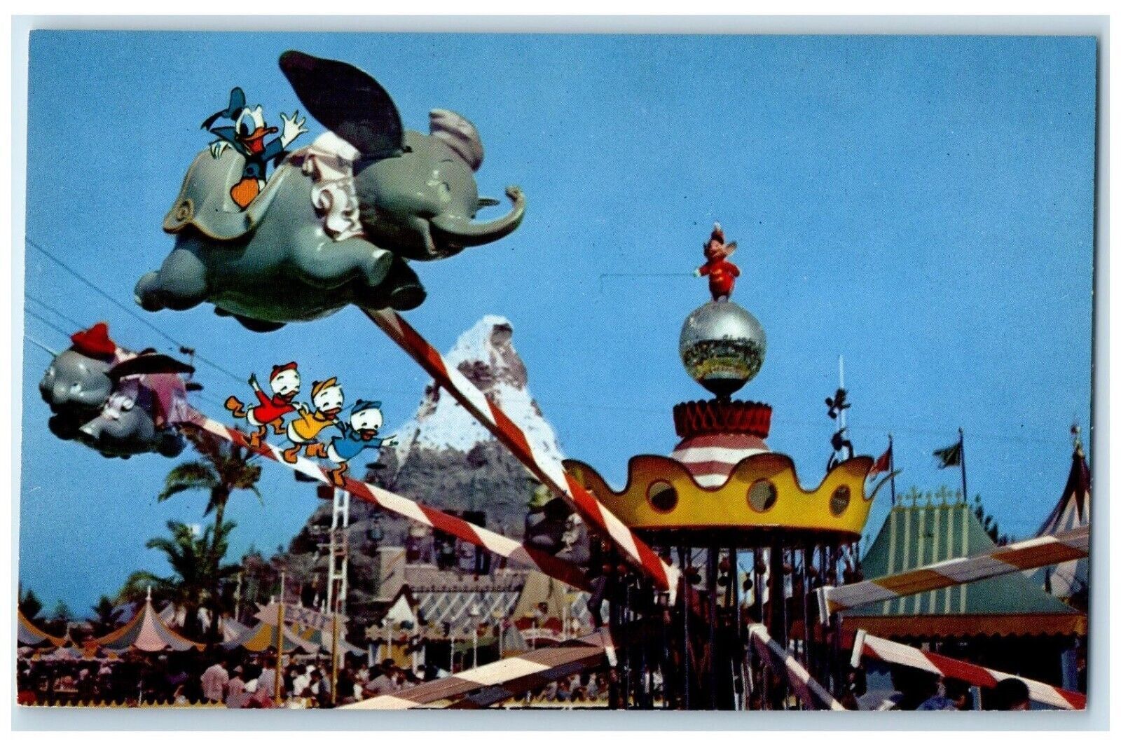 c1960 Flying Dumbo Donald Duck Huey Dewey Louie Disneyland Fantasyland ...
