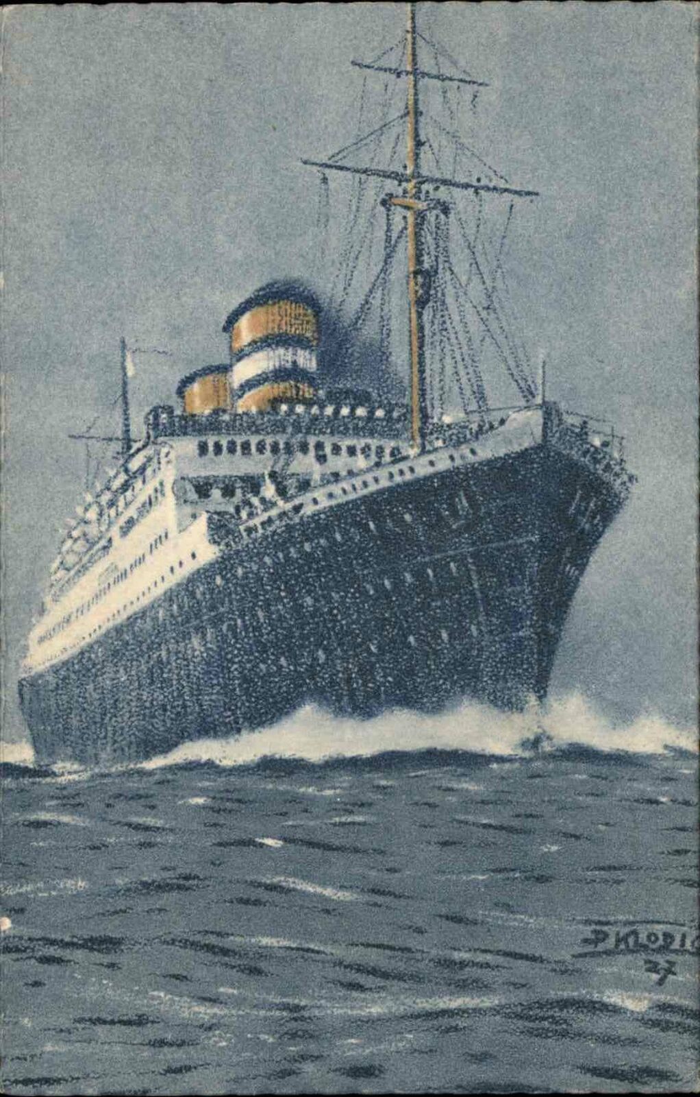 Italian Steamship Lloyd Sabaudo Line Conte Grande KLODIC Postcard ...