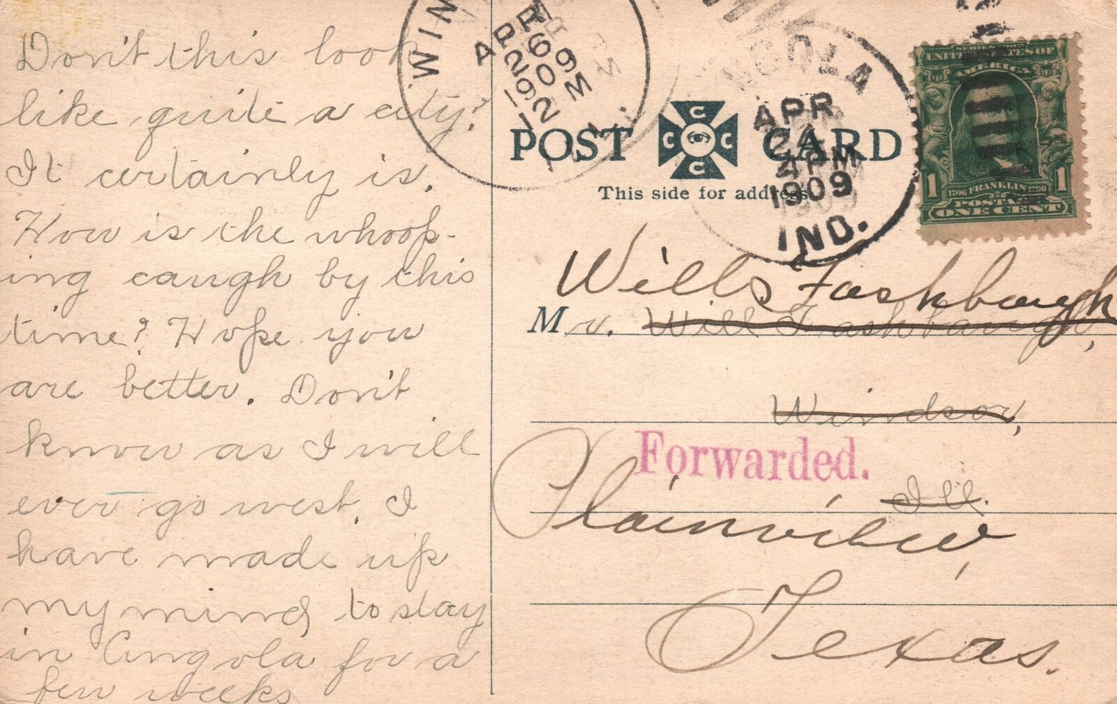 Vintage Postcard 1909 West Maumee Street Road Highway Angola Indiana ...