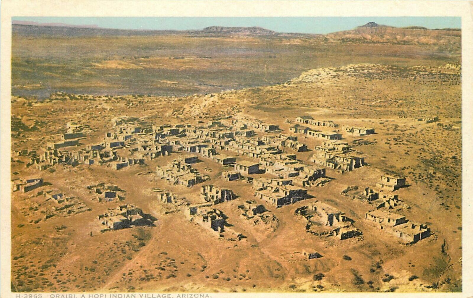Fred Harvey Phostint Postcard; Oraibi AZ, Hopi Indian Village / Pueblo ...