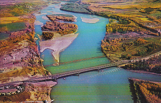 Canada Peace River Bridge and Pipeline Crossing Taylor Flats British ...