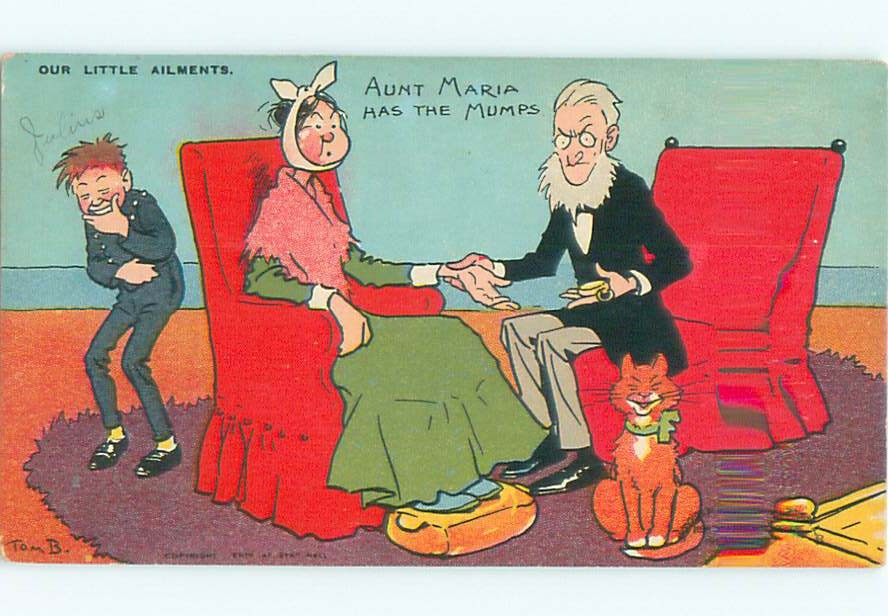 Pre-Linen Comic CAT Beside the Woman With the Mumps Ab9220 | Topics ...