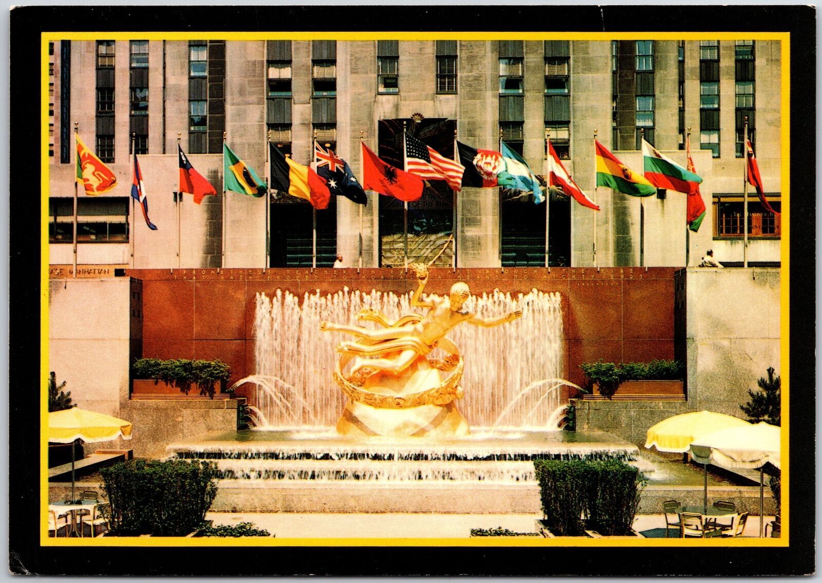 Rockefeller Center and Lower Plaza RCA Building Prometheus Fountain NYC ...