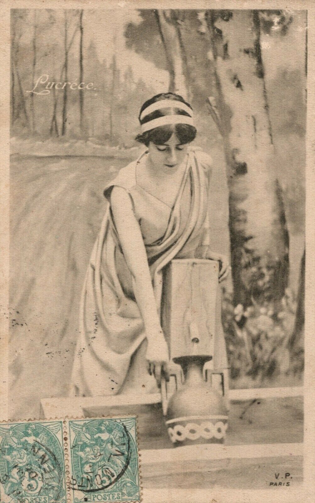 V. P Paris Lucréce Woman by a Water Carrier Vintage Postcard B98 | Asia ...