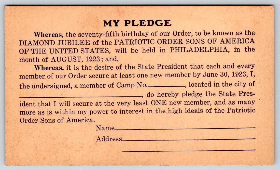 1923 Patriotic Sons of America Philadelphia PA Alfred Boyer Pottsville ...