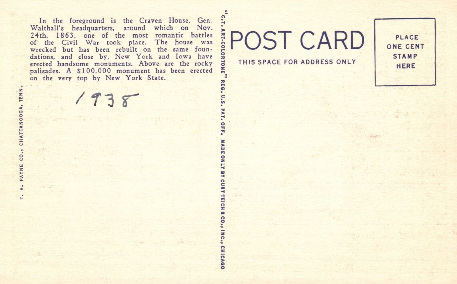 Vintage Postcard 1930s Cravens House Gen. Walthall's Headquarters ...